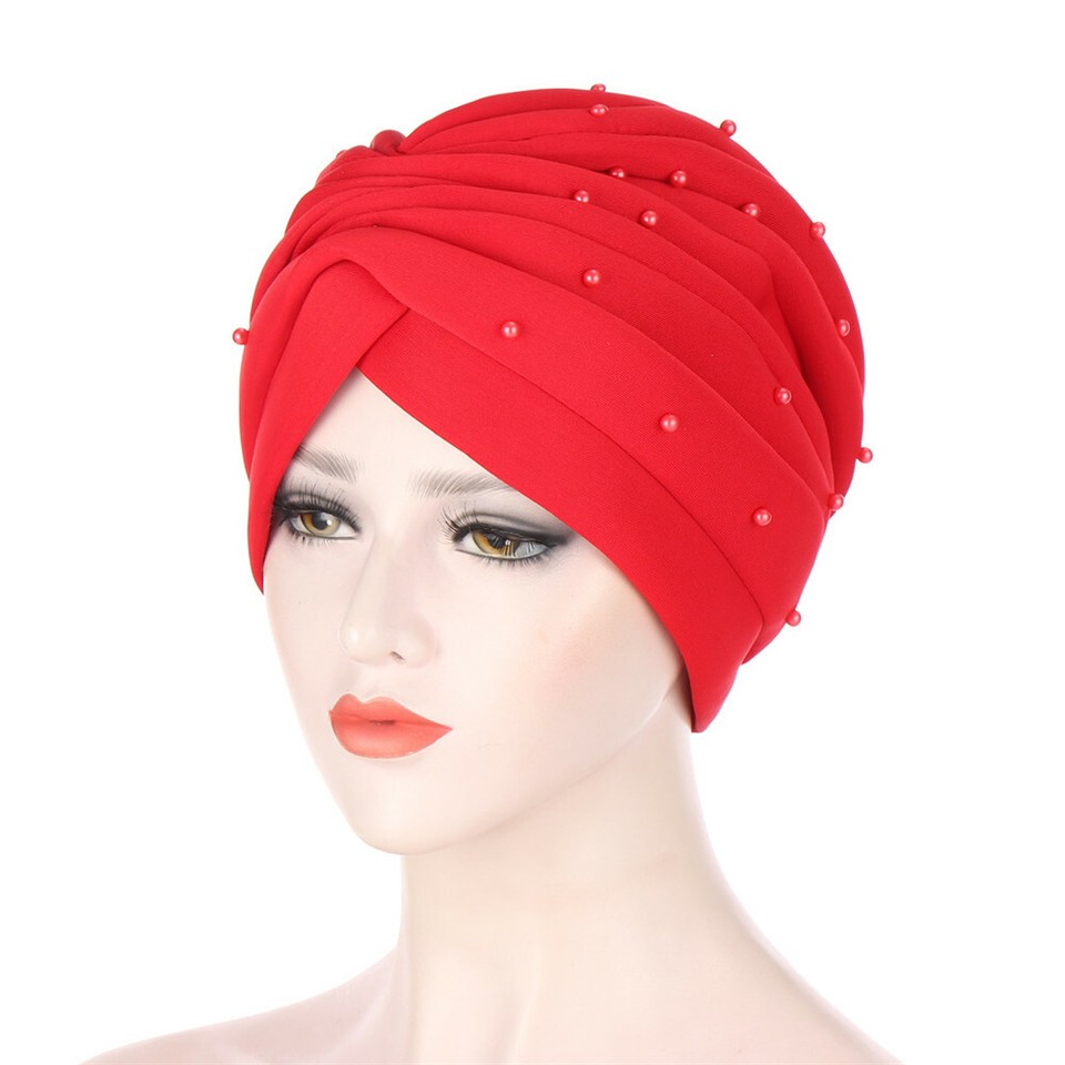 Women's Chemo Cap Cancer Hat Muslim Headscarf Hair Loss Beads Turban ...
