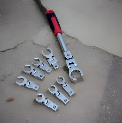 9pcs Flare Nut Flexible Open End Offset Box Wrench Metric Set Brake ...