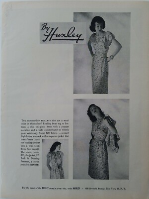 1946 women's Huxley dress Skinner Rayon print fabric vintage fashion ad ...