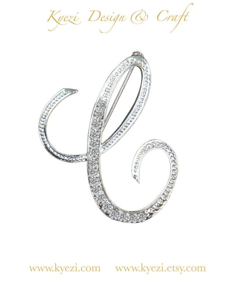 Silver / Gold Initial Lapel Pin Rhinestone Brooch 26 English Letter ...