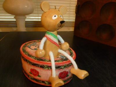Vintage Italy Sash Sitting Wooden 4" Bear Rope Arms & Legs Hang Loop | eBay