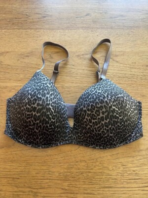 Victoria's Secret Gray Leopard Print 32D Sexy Tee Wireless Push Up Bra ...