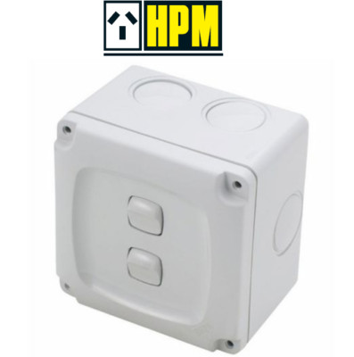 HPM AQUA Weatherproof Rocker Switch 2 Gang Double ON OFF 10A IP56 WS171 ...