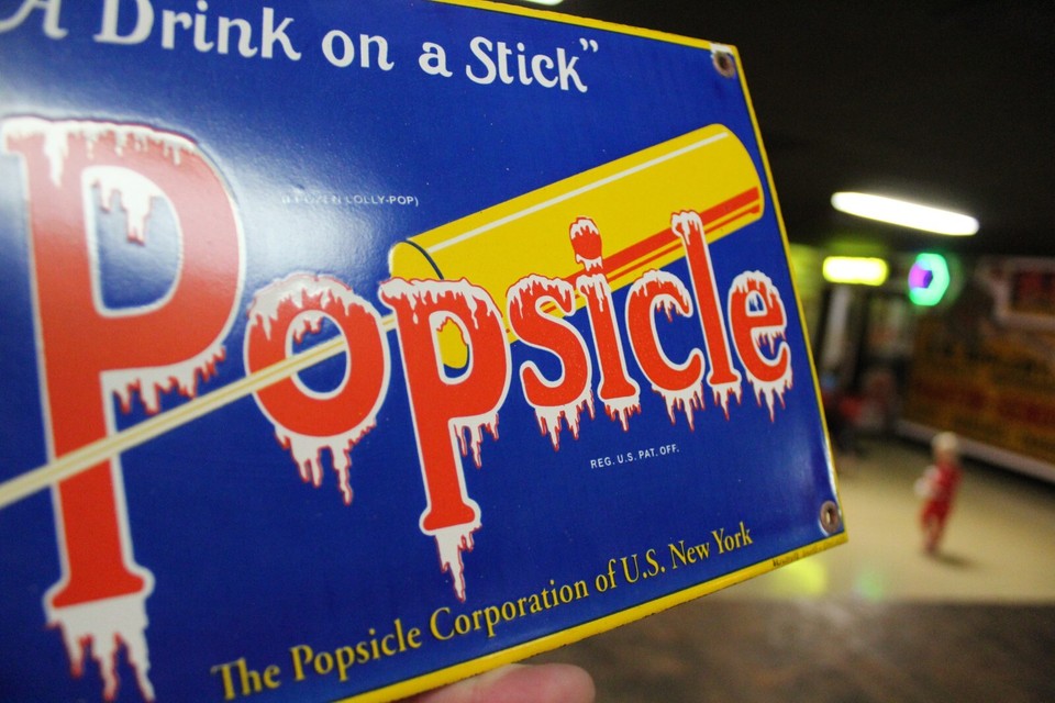 RARE POPSICLE DRINK ON A STICK PORCELAIN METAL SIGN ICE CREAM SODA POP ...