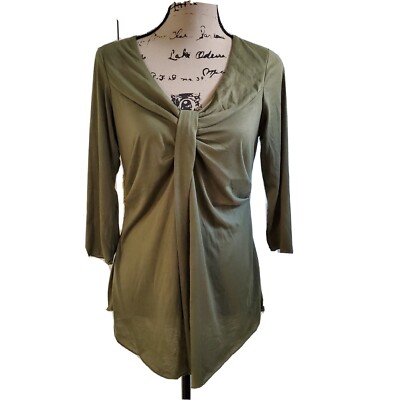 Simply Irresistible Green Vee Neck 3/4 Sleeves Lightweight Casual Size ...