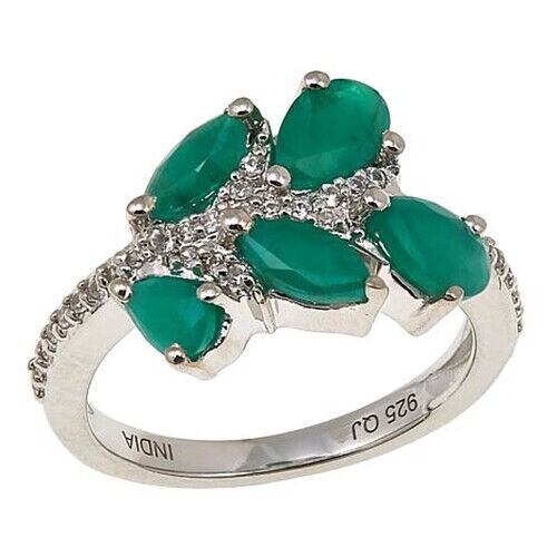 HSN Colleen Lopez Sterling Silver Sakota Emerald & White Zircon Ring ...