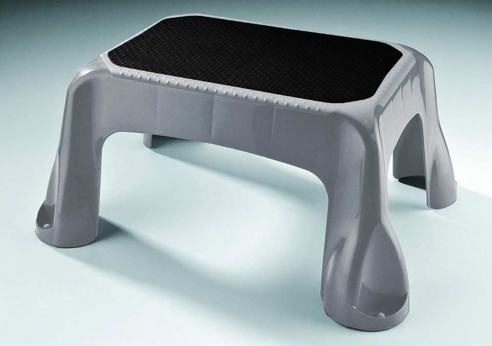 Plastic Step Stool, In-Mold Tread, 1-Step, Gray | eBay