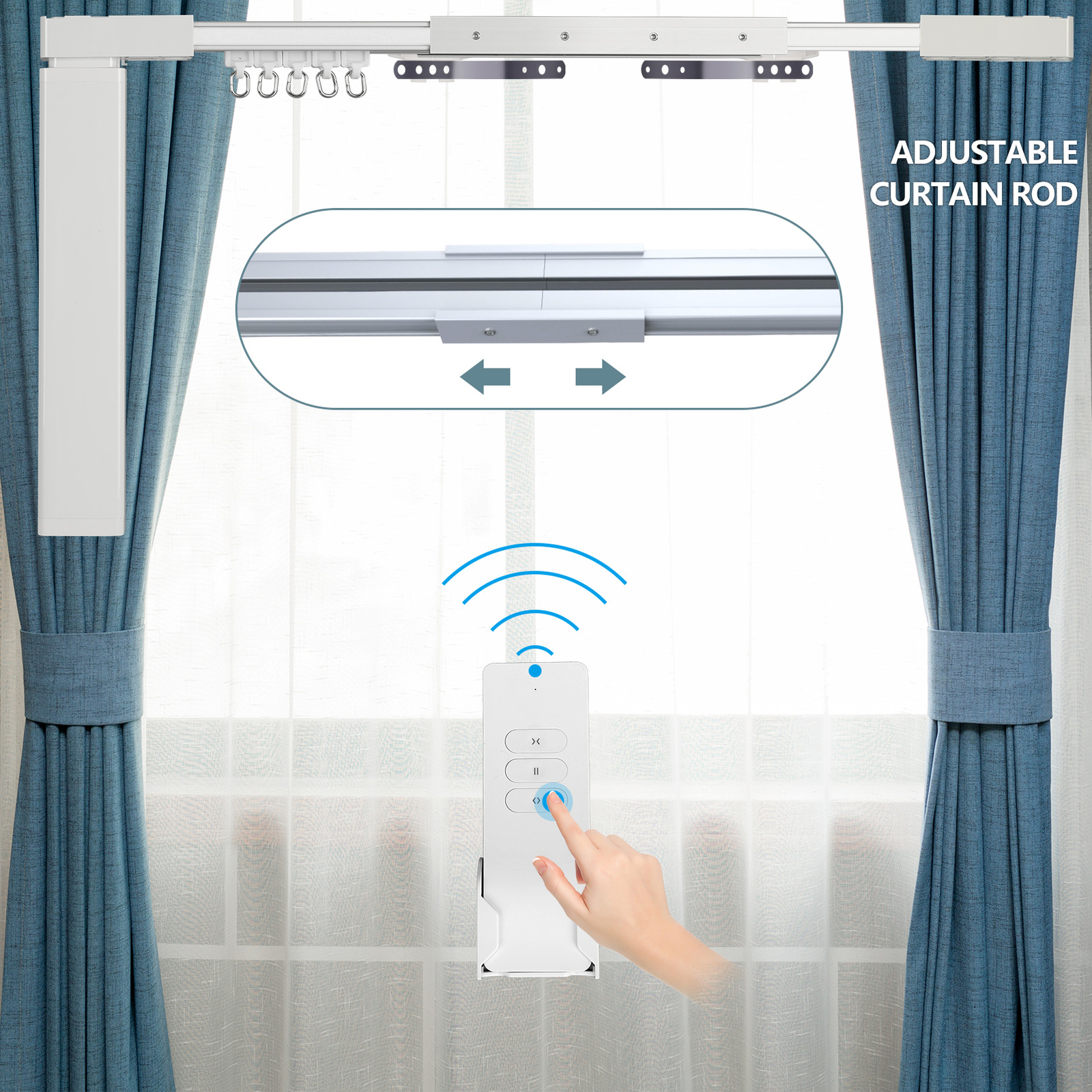87"-244" Motorized Curtain Track Motor Automatic Remote Control Wifi ...