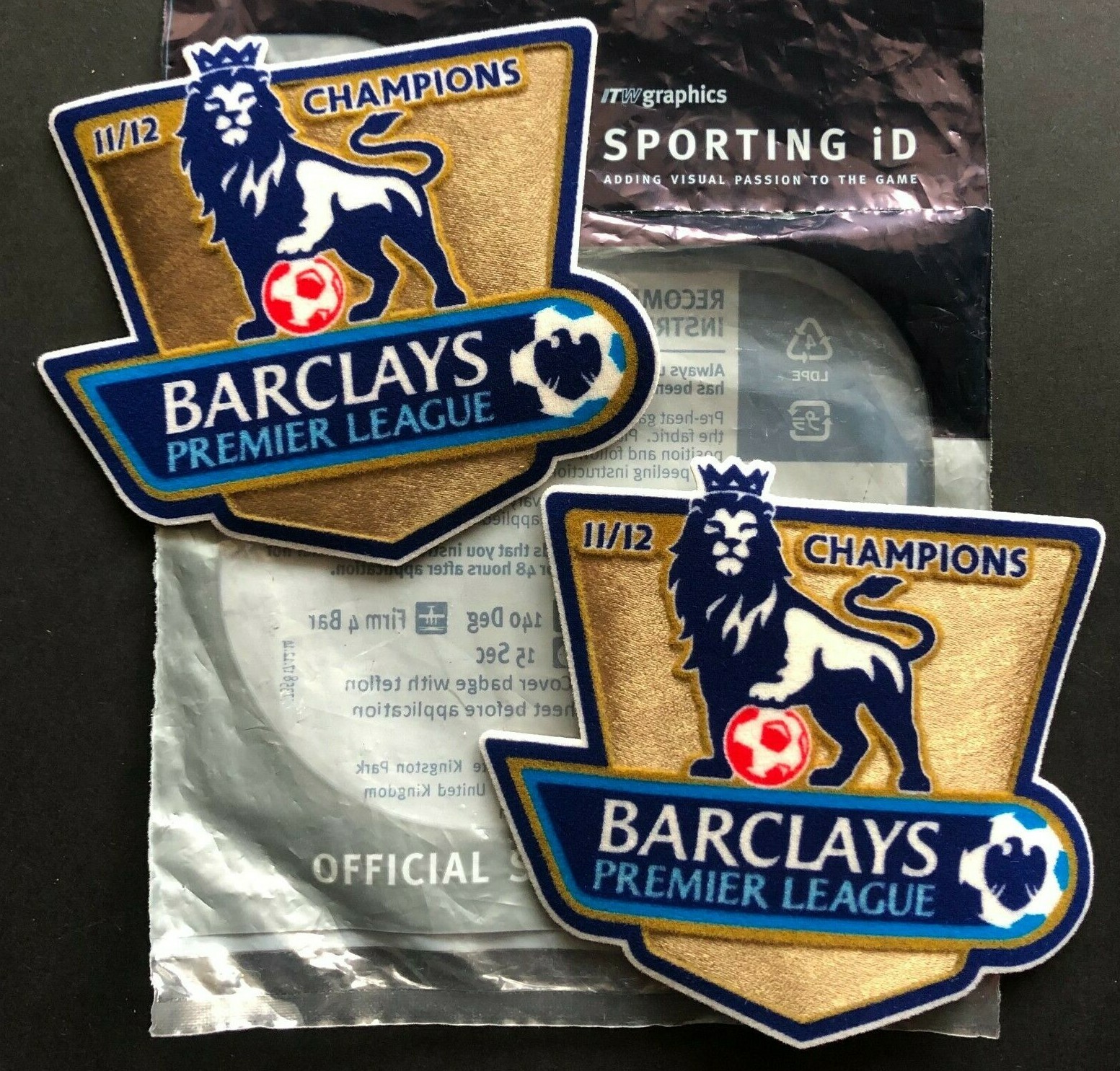 TOPPE UFFICIALI EPL CHAMPIONS 2011-2012 official PATCHES SPORTING ID ...