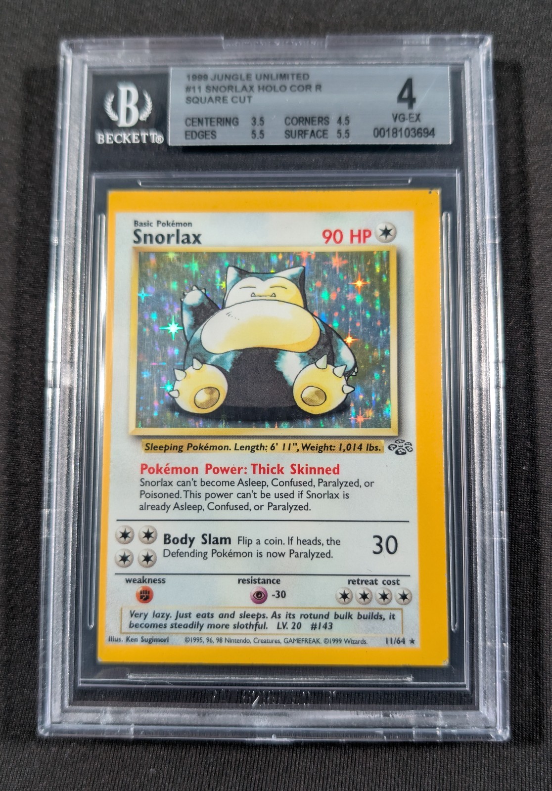 Pokemon Holo Square Cut Snorlax 11/64 BGS 4 VG-EX Jungle Square Cut | eBay