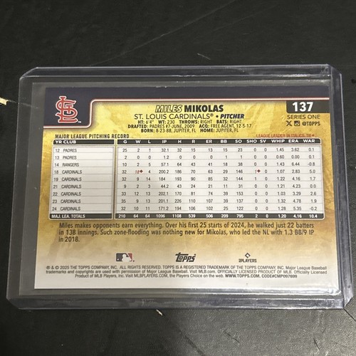2025 Topps Series 1 Miles Mikolas GOLDEN MIRROR St. Louis Cardinals | eBay