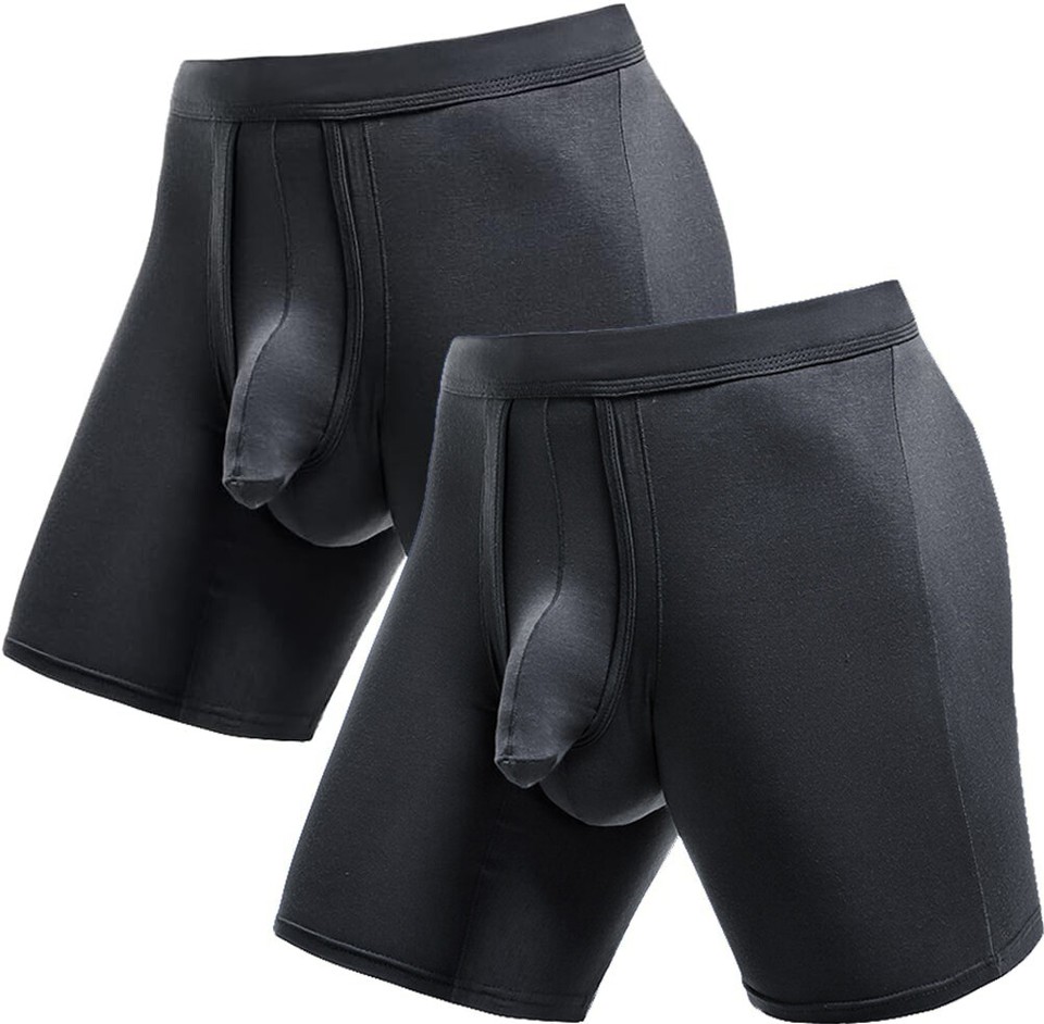 Mens Underwear Dual Pouch Trunks Support Ball Pouch Bulge Enhancing Boxer Briefs | eBay