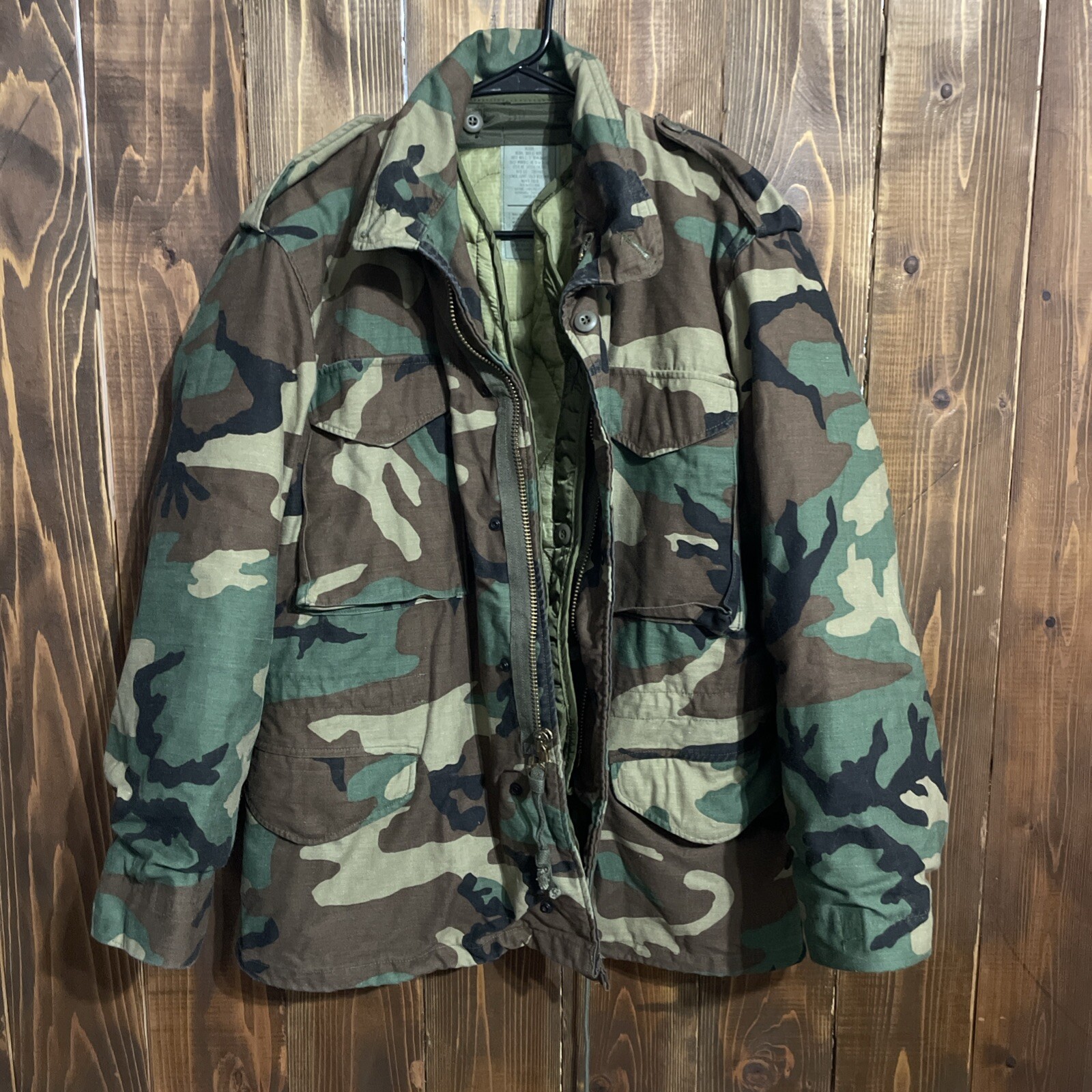 Vtg Military Field Jacket Woodland Camo Cold Weather … - Gem