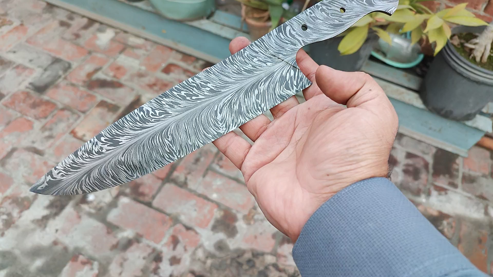 Feather Damascus Steel Chef Knife Blank Blade Kitchen Feather Knife ...