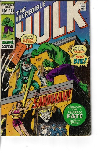 Incredible Hulk 138 Sandman VG+ 1971 Glossy | eBay