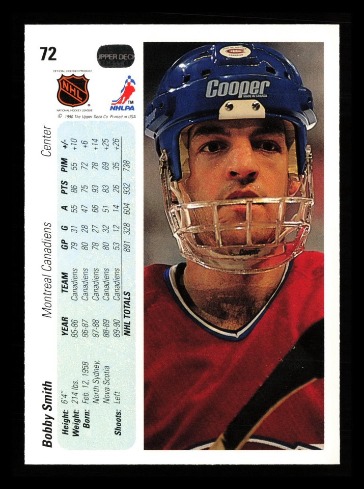 Bobby Smith 1990-91 Upper Deck Hockey NHL #72a Montreal Canadiens | eBay