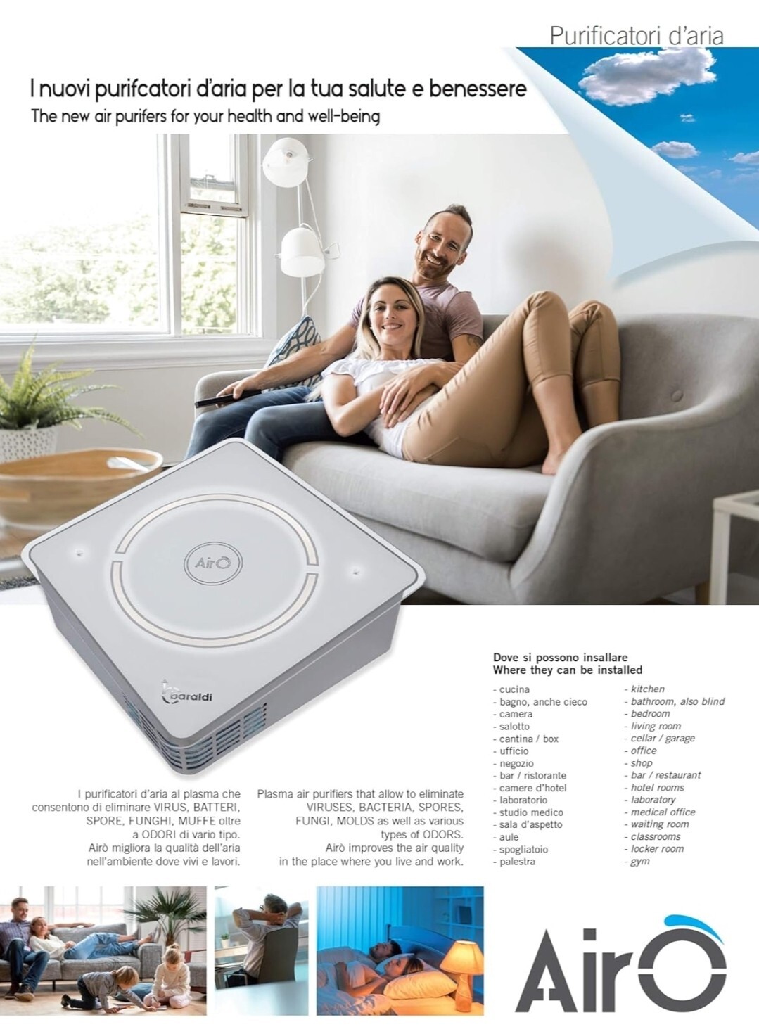 *New* AirO' Desk Wall Ceiling - Quality Air Purifier By Baraldi - White | eBay