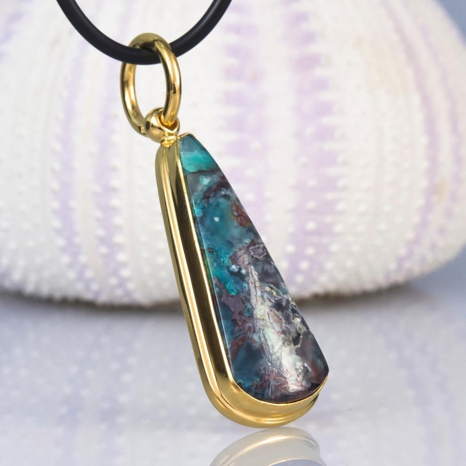 Pendant Gold Vermeil Sterling Silver Chrysocolla & Native Copper ...