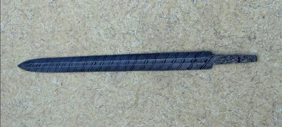 Handmade Damascus Steel Full Tang Double Edge Sword Blank Blade With ...