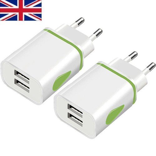EU 2 Pin to Dual USB Plug Adapter - 2 Pack, Travel Charger, Europe Euro ...