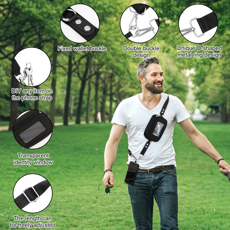 Clip and Go Strap for Phone with Wallet Adjustable Crossbody Phone ...