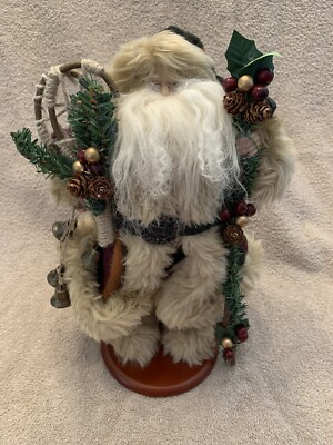 VINTAGE Santa with Walking Stick - 12 inch - Woodland Rustic St ...
