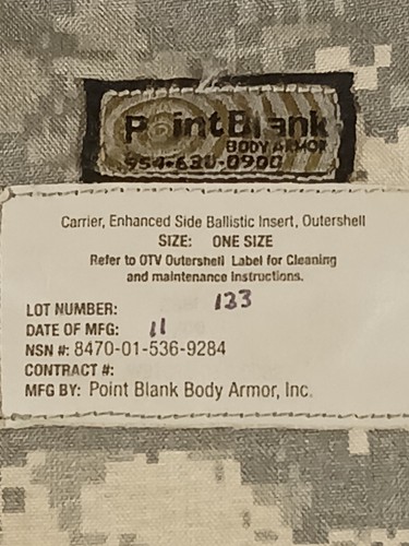 PLATE CARRIER ENHANCED SIDE OUTERSHELL NSN 8470-01-536-9284 | eBay