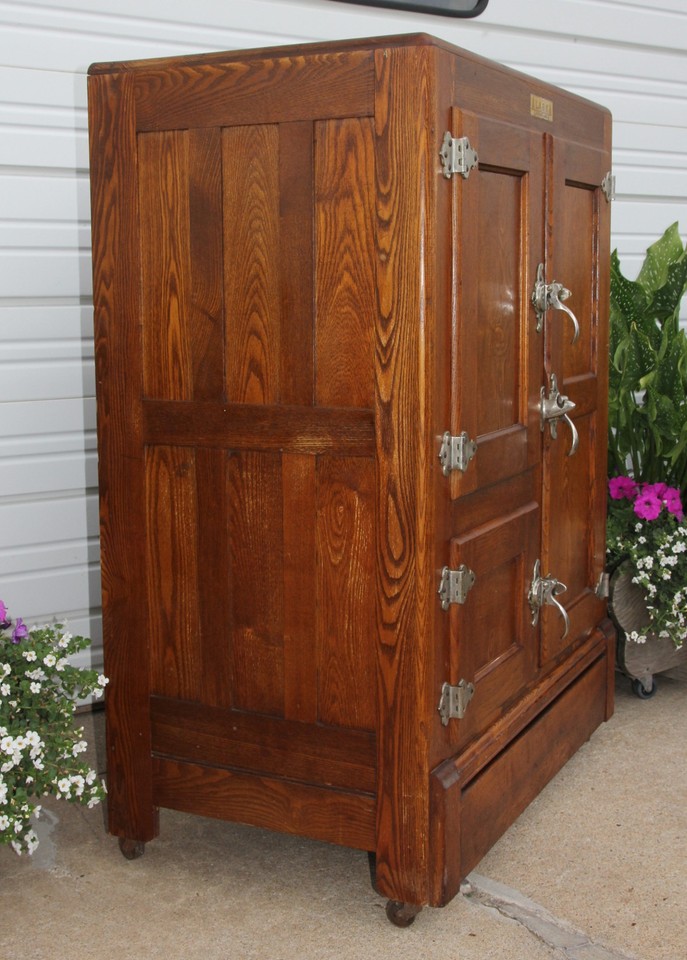 Antique 1895-1915 Oak 3 Door Alaska Icebox Chest Orig HDWE & Finish ...
