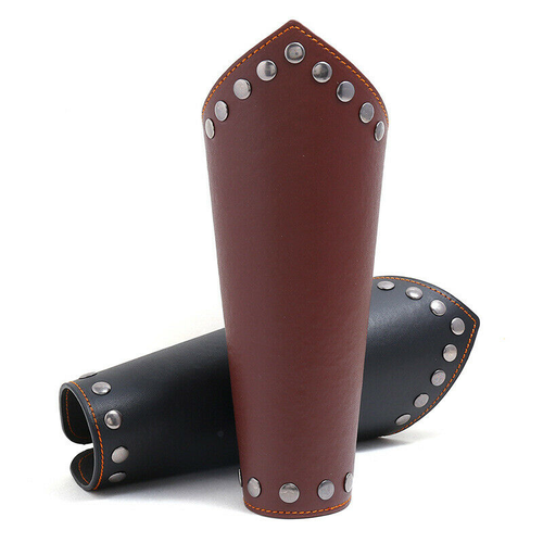 NEW Leather Buckle Rivet Arm Guard Bracers Wide Gauntlet Medieval ...