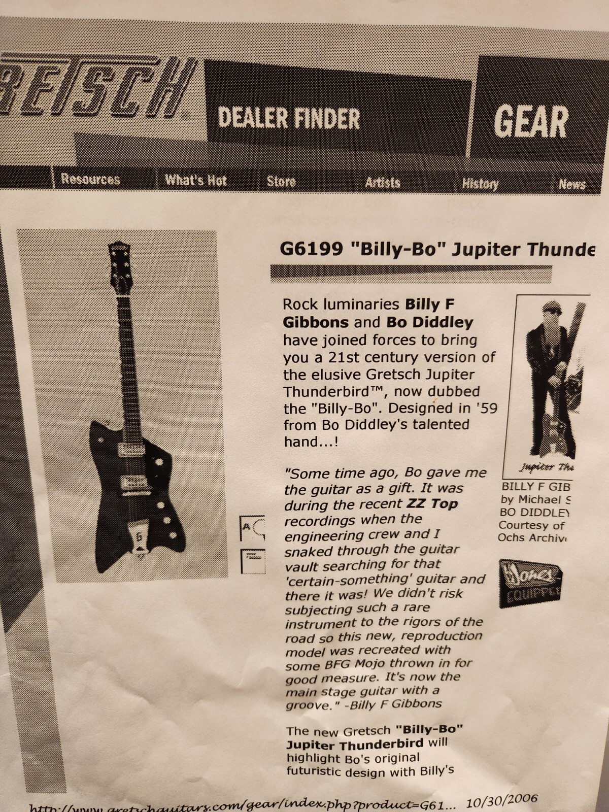 Autographed ZZ Top/Billy Gibbons Custom Gretsch Guitar/Amazing ...