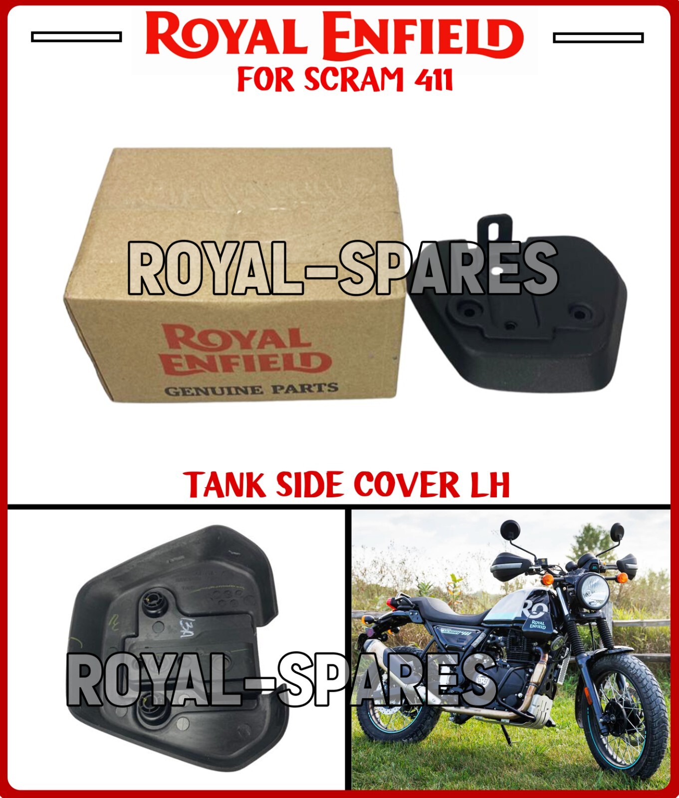Genuine Royal Enfield Scram 411 "TANK SIDE COVER LH, BLACK" - Express ...