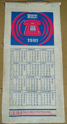 Vintage GDR DDR Ad Textile Wall Calendar 1981 RFT Rundfunk Technik w ...
