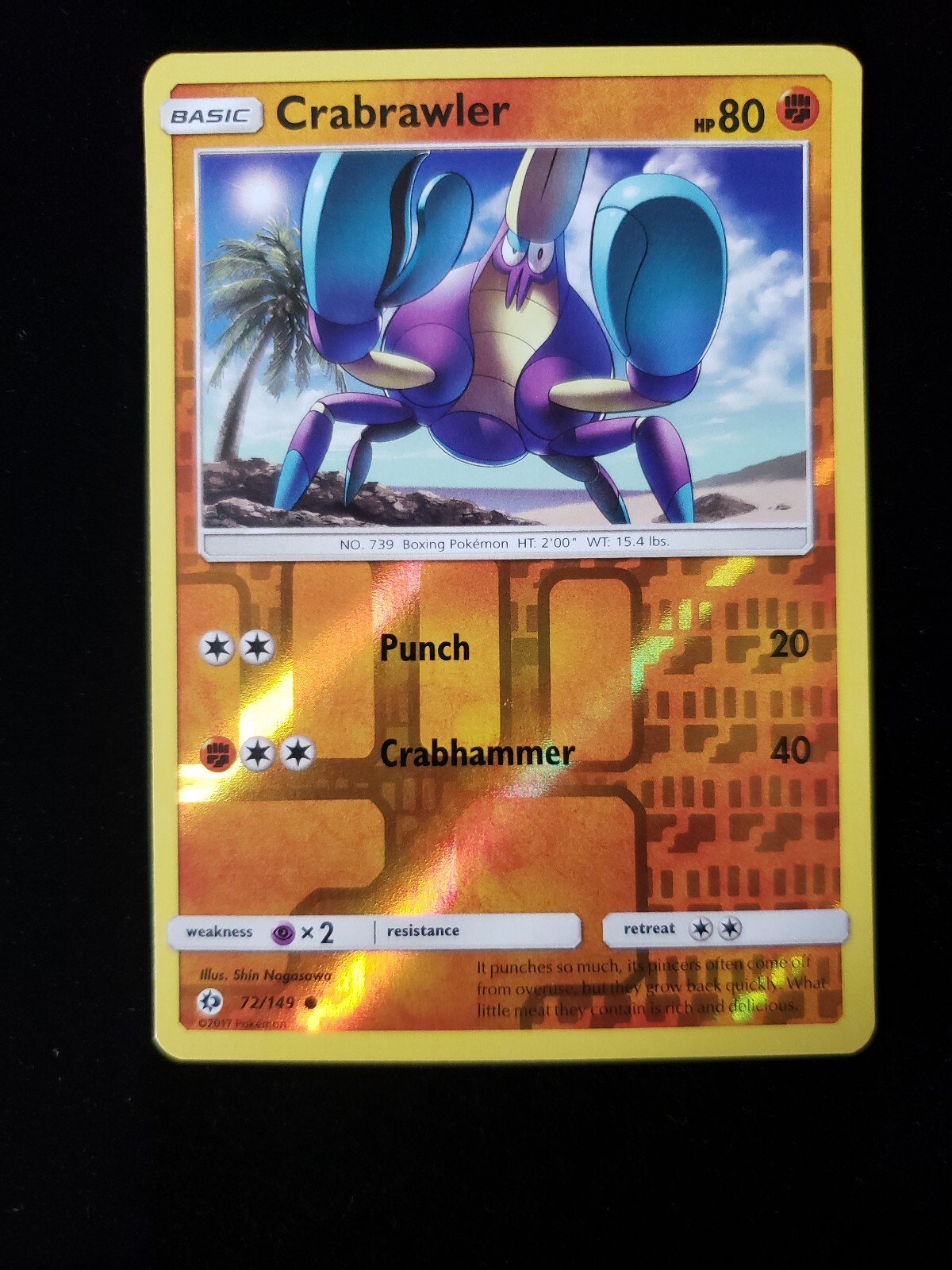 Crabrawler 72/149 - Common Reverse Holo Pokemon Card - Sun & Moon Set ...