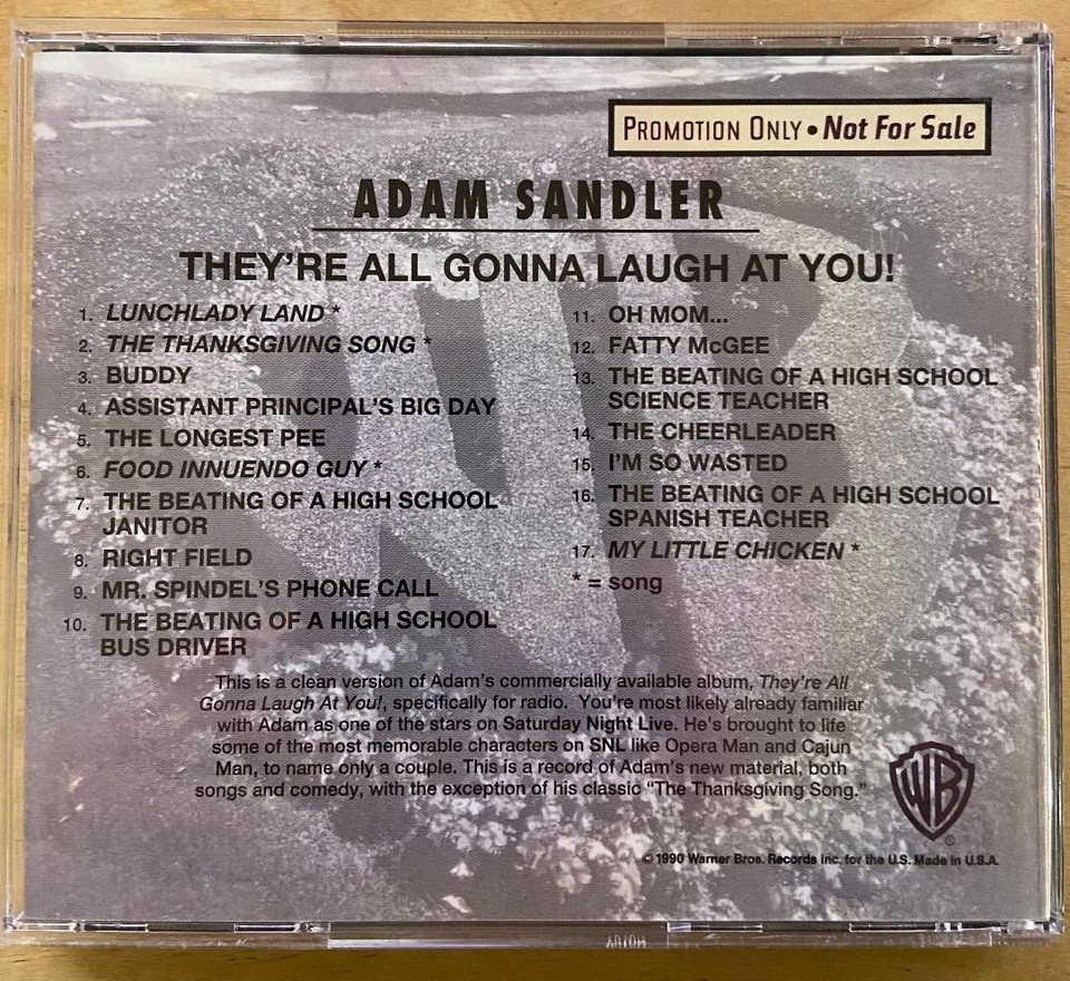 Adam Sandler They're All Gonna Laugh at You! Promo CD | eBay