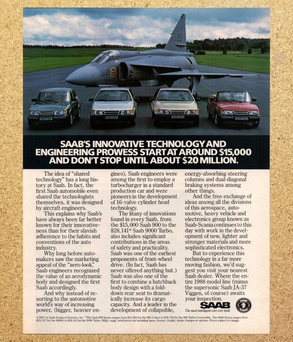Saab JA-37 Viggen Fighter Jet Car Engineering - Magazine Print Ads ...