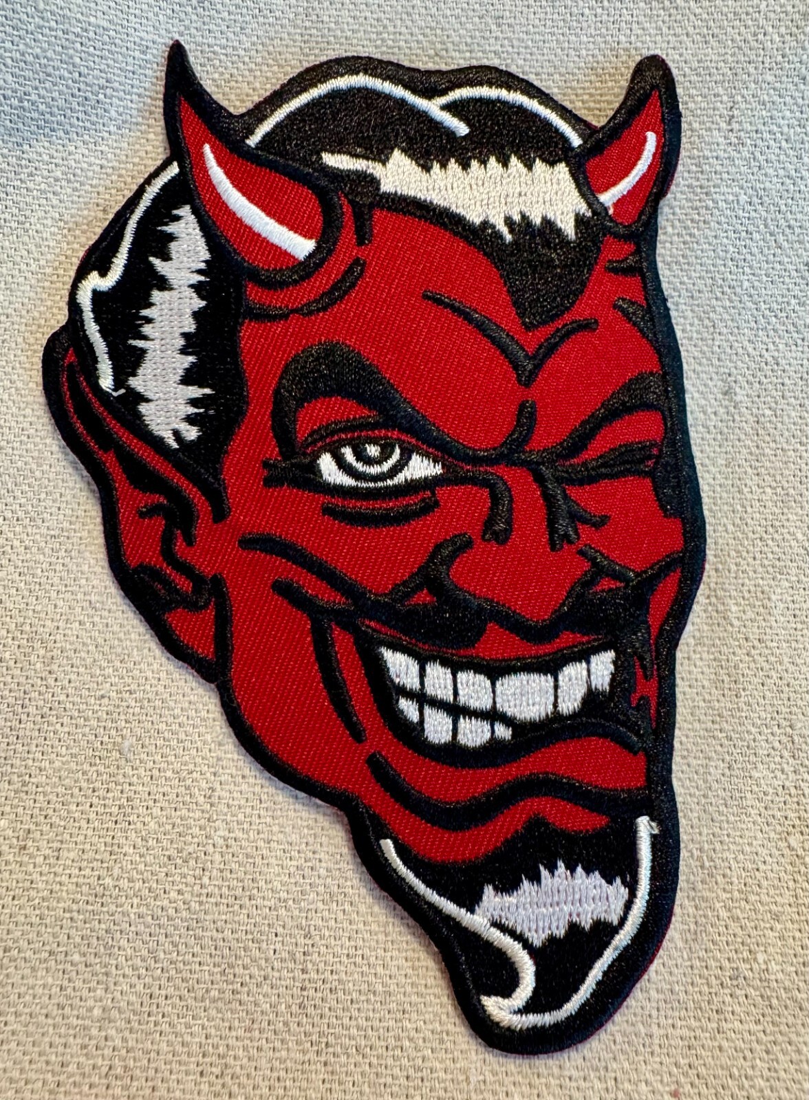 RED DEVIL EMBROIDERED PATCH SATANIC EVIL LUCIFER SATAN IRON-ON SKULL EVIL 666 | eBay