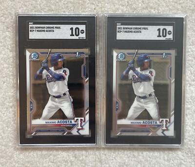 2021 1st Bowman Chrome Maximo Acosta Rookie Card SGC 10 (x2) ⚾️ Texas ...