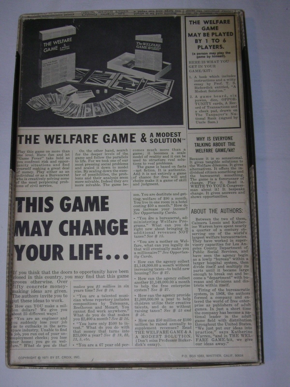 Vintage 1971 THE WELFARE GAME & A MODEST SOLUTION St. Croix's Socio ...