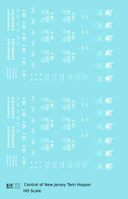 K4 HO Scale Decals Central Of New Jersey Twin Hopper White Futura Font ...