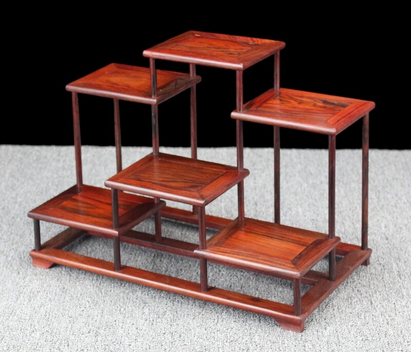 Rosewood Display Base Crafts Stand Stone Bonsai Plant Pot Vase Rack ...