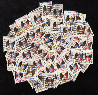 Postage Stamps for Crafting: 1975 13¢ Eagle & Shield, Multi-Color; 50 ...
