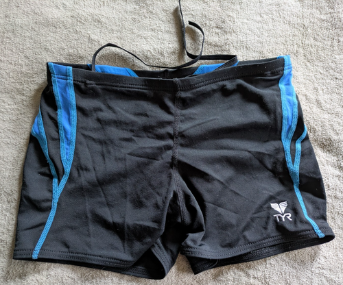 TYR Square Cut Swim Shorts Trunks Jammers Mens 28 Swimsuit Blue Black ...