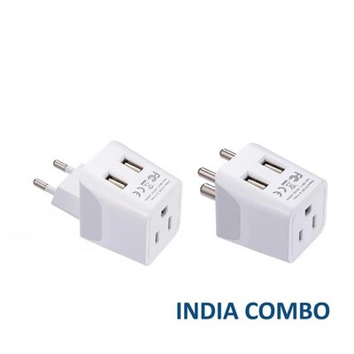 India Travel Adapter Plug Combo - Type C, D | Dual USB - Indian Combo ...