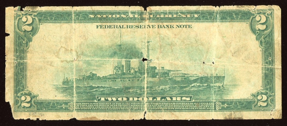 1918 $2 Federal Reserve Bank New York Battleship Note Fr. 750 | eBay