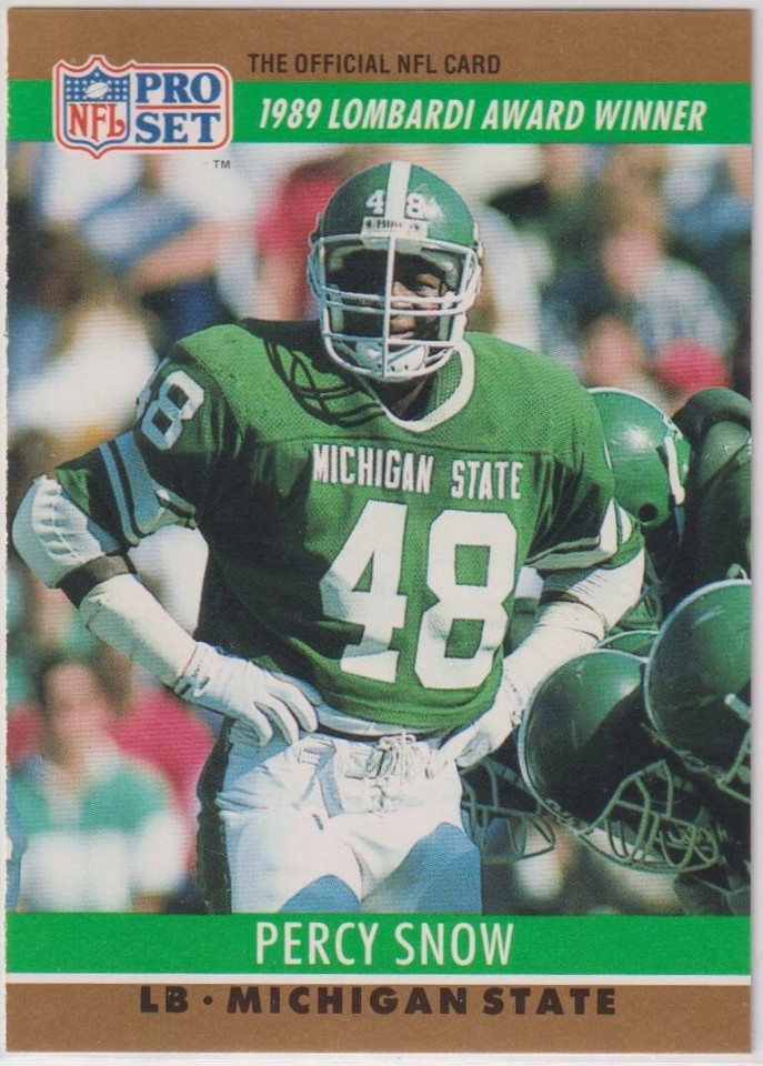 (2) 1990 Pro Set PERCY SNOW Chiefs "Drafted Stripe" Variation Error ...