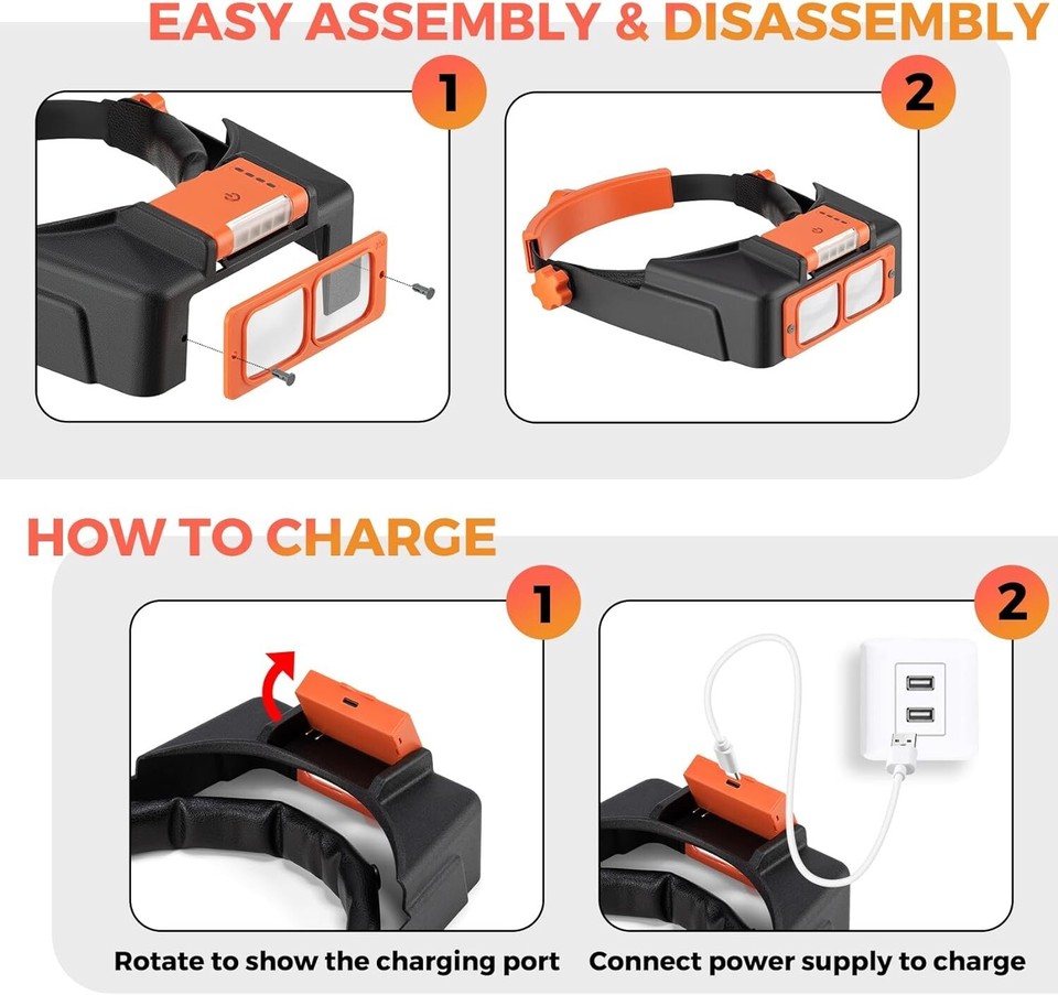 Headband Magnifier With Light Jewelers Magnifying Glass Optivisor Loupe ...