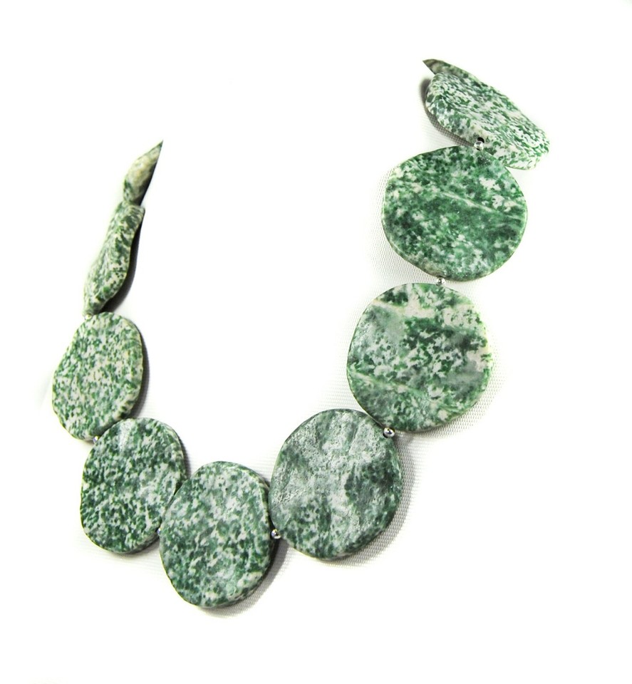 Beautiful Precious Stone Necklace IN Tree Agate IN Large round Shape Ø ...