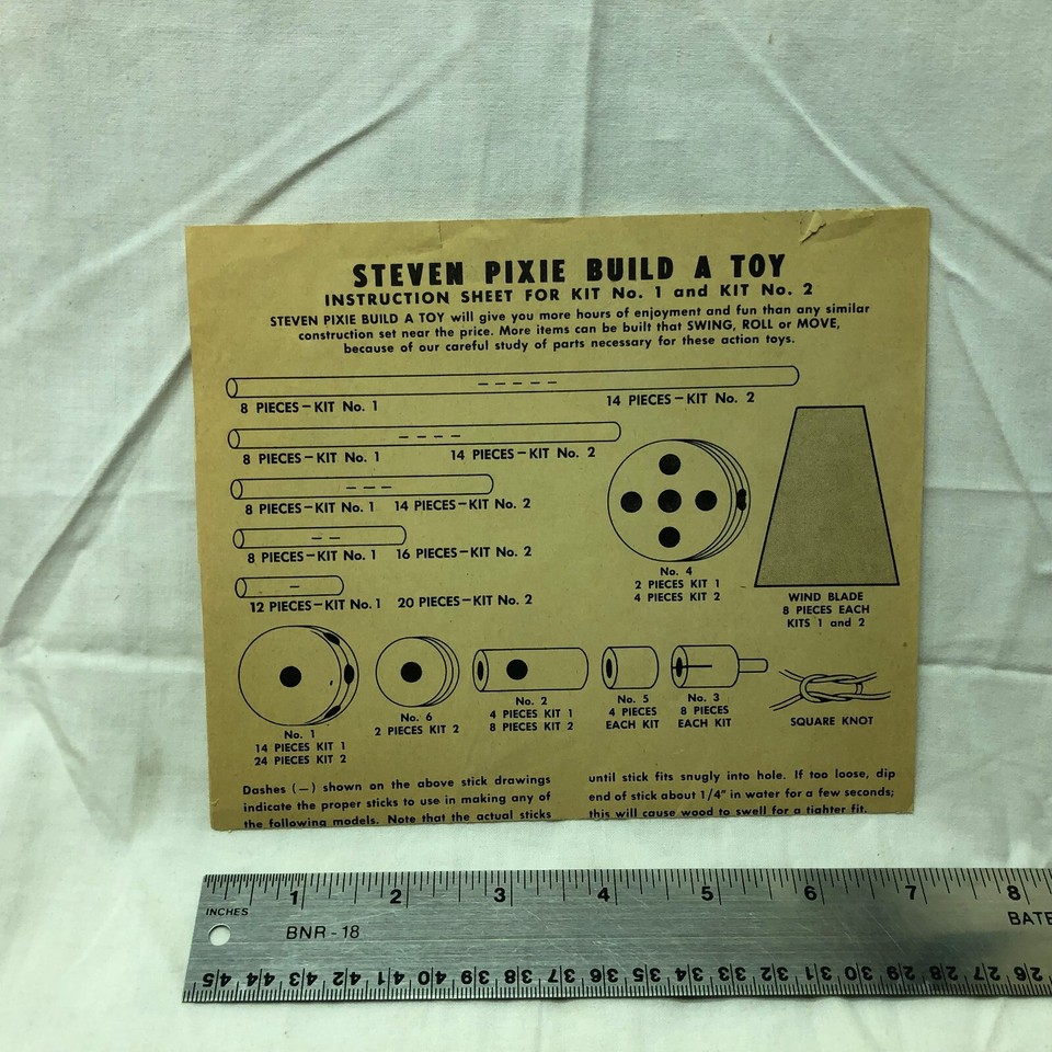 Vintage Instruction Sheet Steven Pixie Build A Toy Fold-Out | eBay