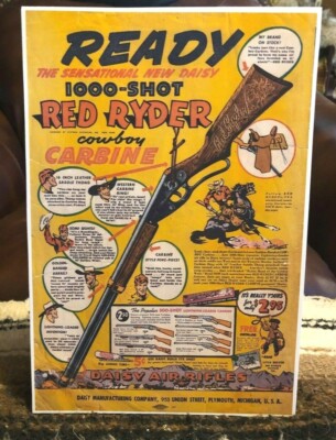 Red Ryder BB Gun Ad Western Cowboy Color Tabletop Display Standee 8" X ...