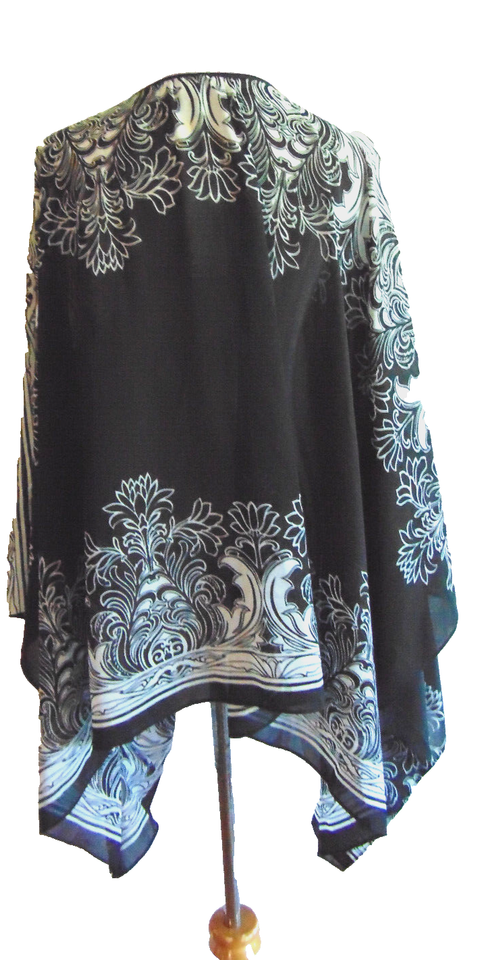 CATHERINES WOMENS BLACK WHITE KIMONO JACKET SWIMSUIT COVERUP BLOUSE ...